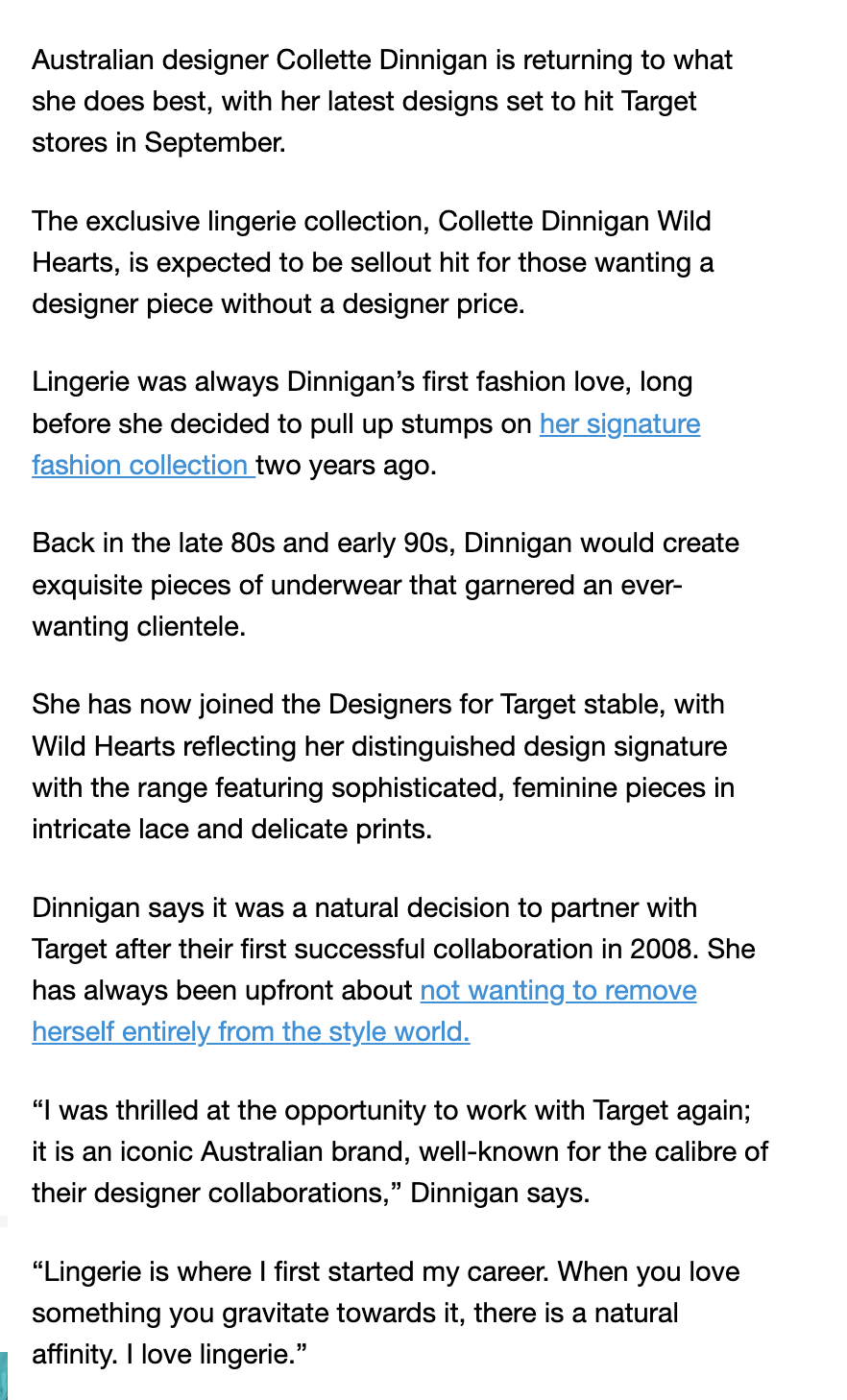 2015 Target Collaboration - Collette Dinnigan